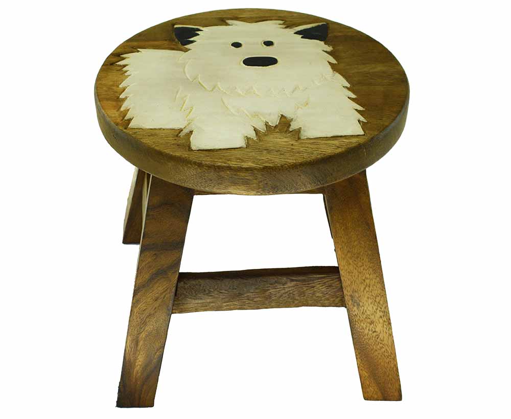 Stool Wooden White Dog – Cleopatra Trading Limited