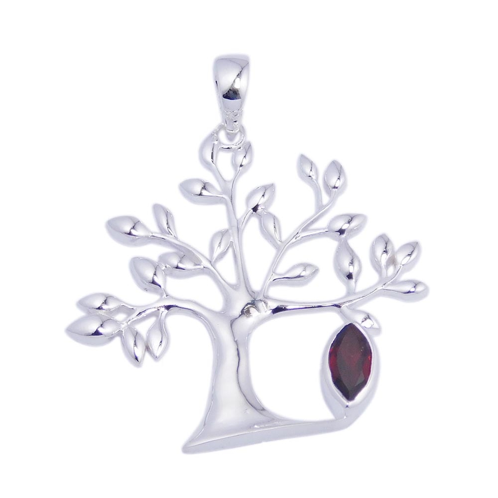 Silver Pendant Tree Garnet – Cleopatra Trading Limited