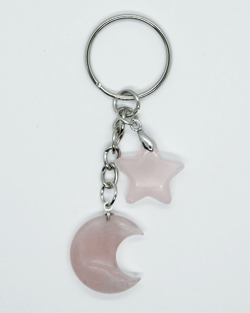 Keyring Moon Star Rose Quartz – Cleopatra Trading Limited