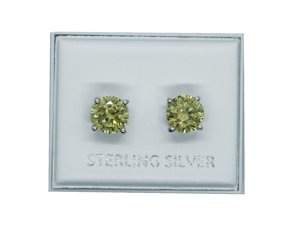 Silver Earring Stud CZ Peridot – Cleopatra Trading Limited